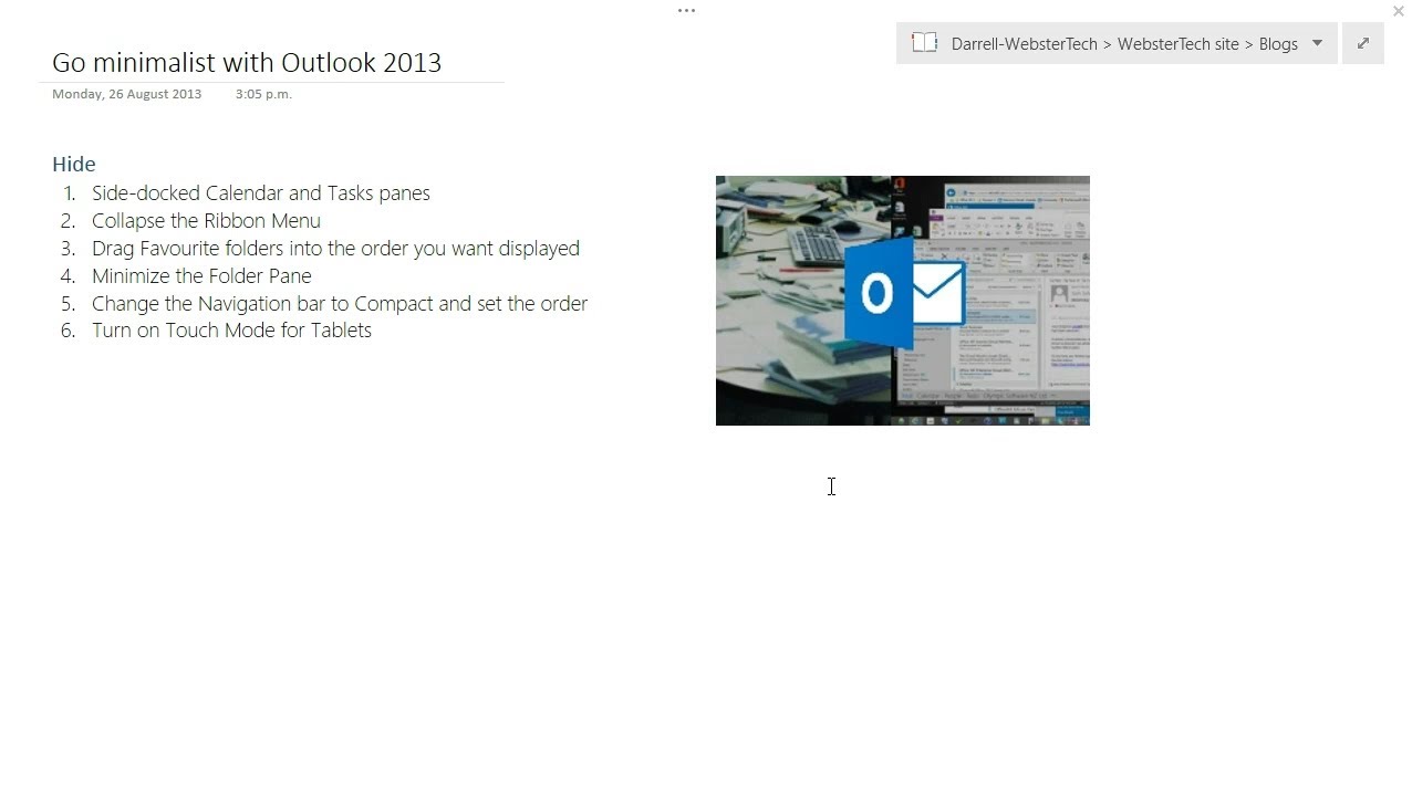 Go minimalist with Outlook 2013 - YouTube