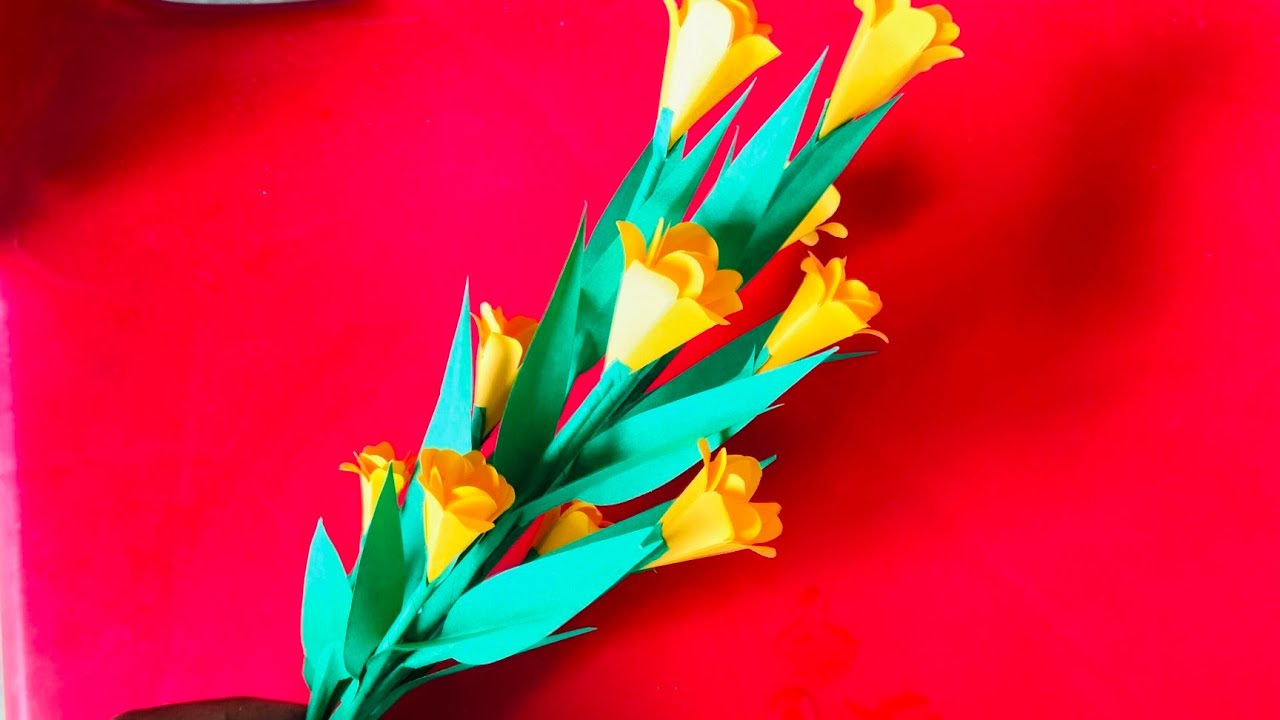 Paper se flower branch keise banaye / Day 3 / paper craft flower easy ...