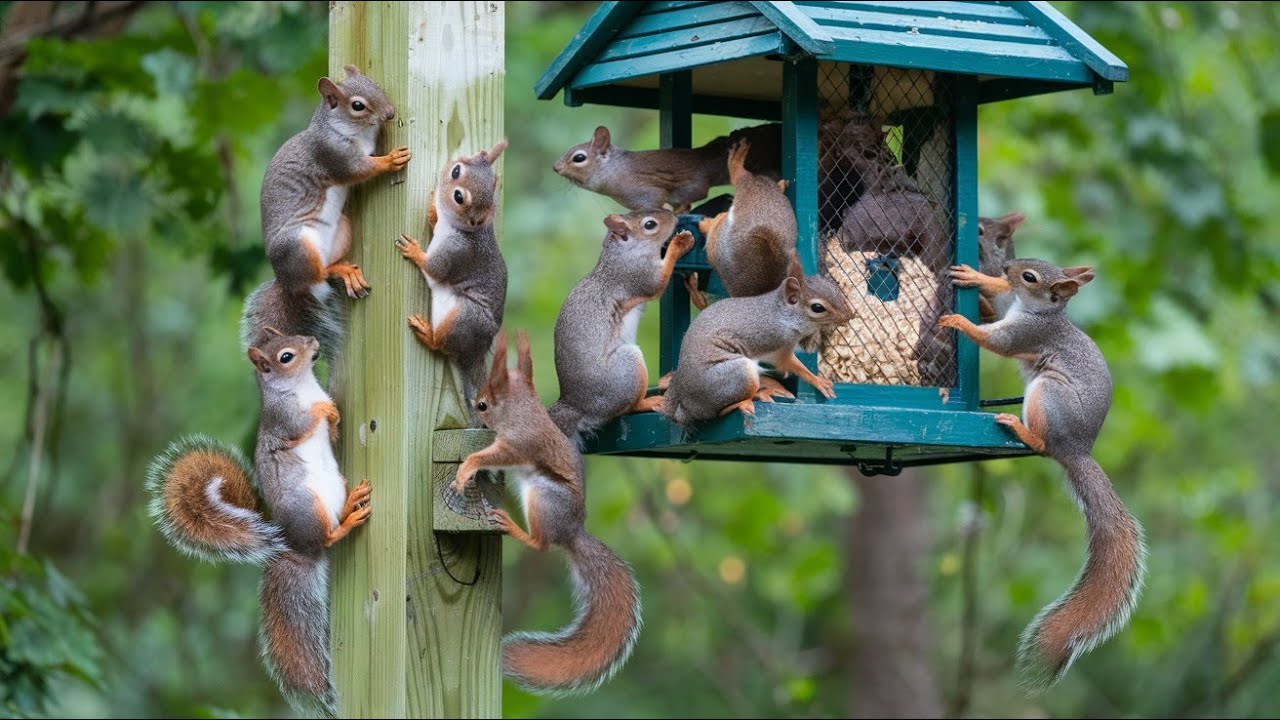 Squirrels vs Bird Feeders Epic Battles - YouTube
