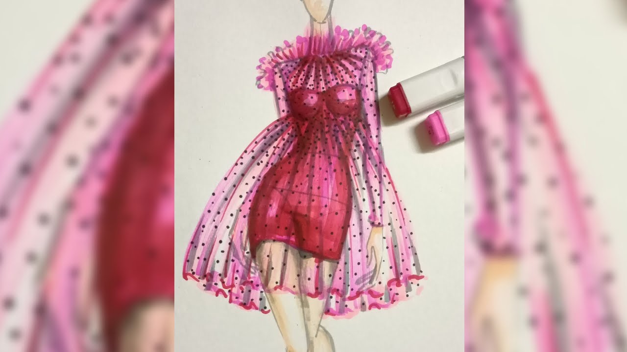 Markers and Brush pen Rendering : Fashion Illustration - YouTube