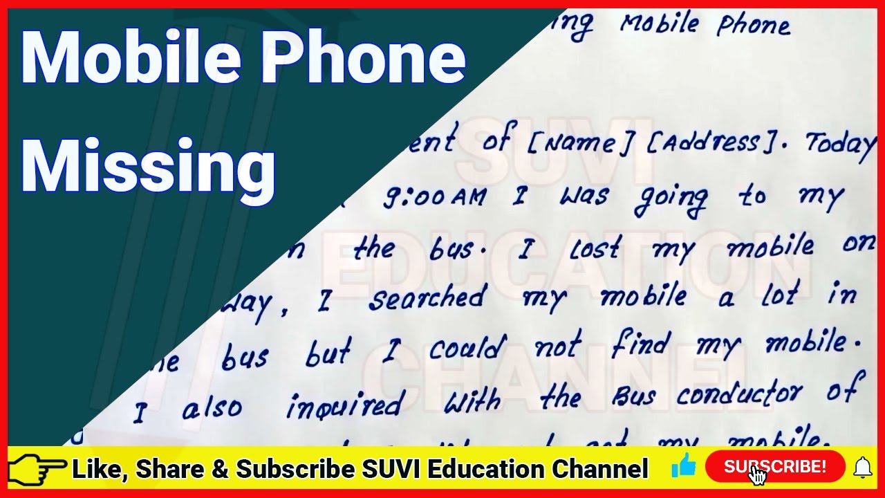 Write Application for missing of Mobile phone | Simple English ...
