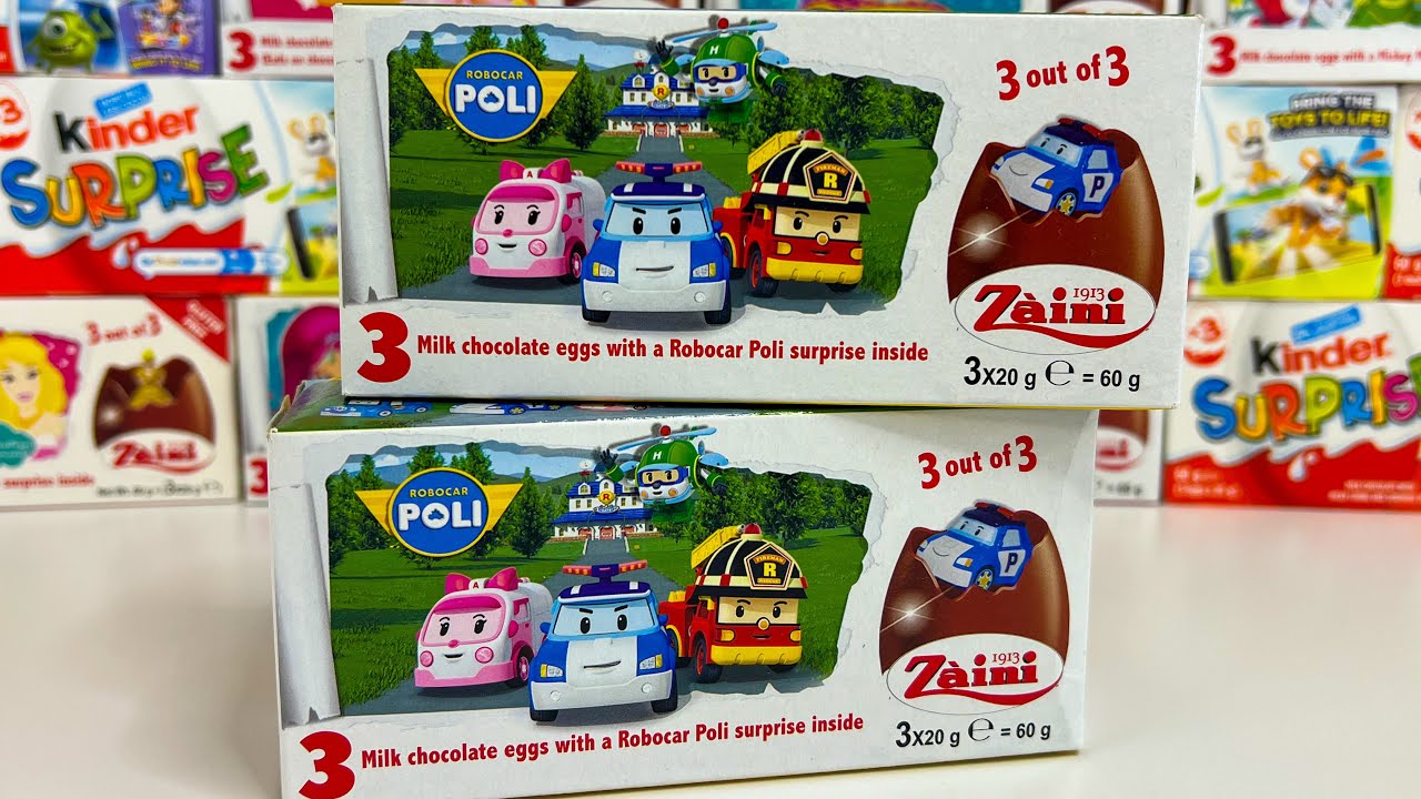 #39【ASMR】Zaini Surprise Eggs Opening - Robocar Poli - YouTube