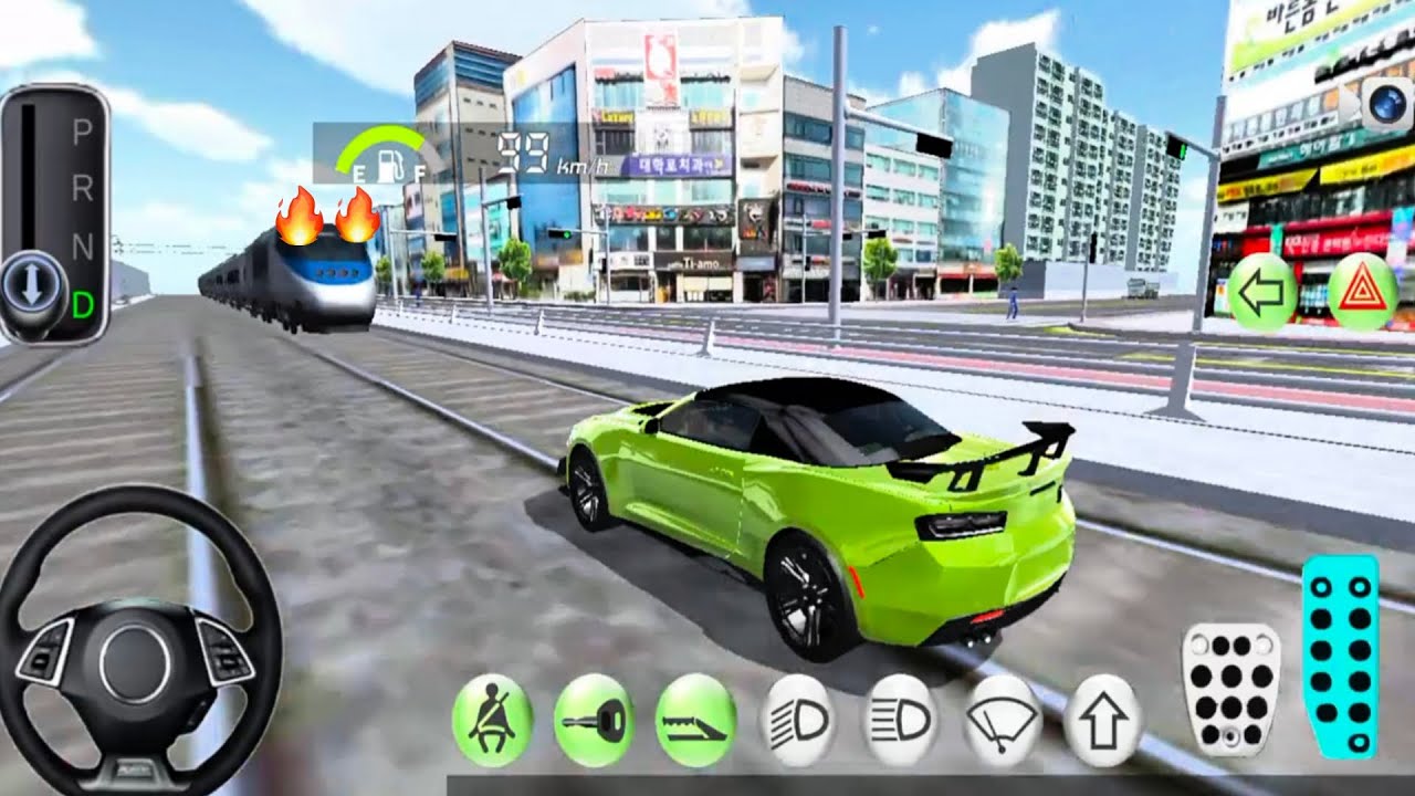 3D Driving Class #6 Bullet Train Vs Super Green Car! Car games gameplay ...