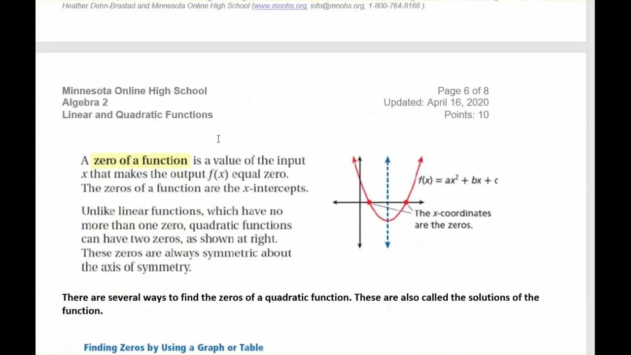 Quadratic Function Review - YouTube