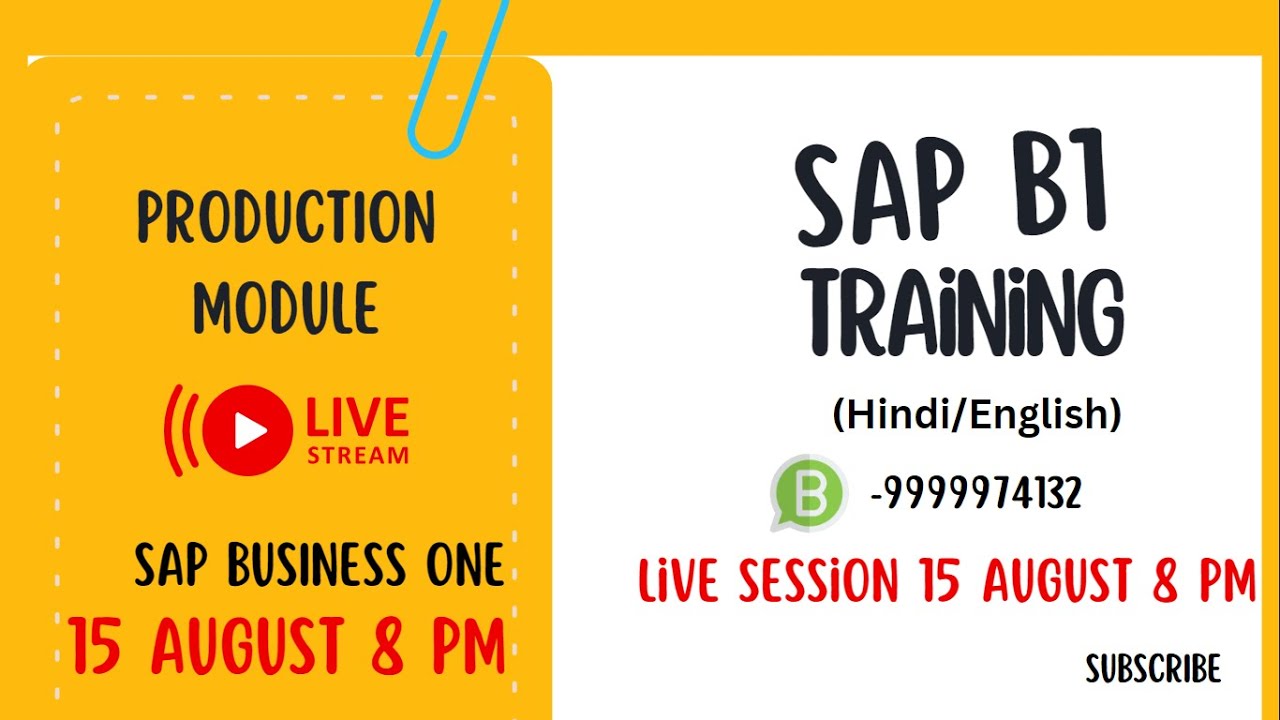 Production Module with BOM Report in SAP Business One Live Session ...