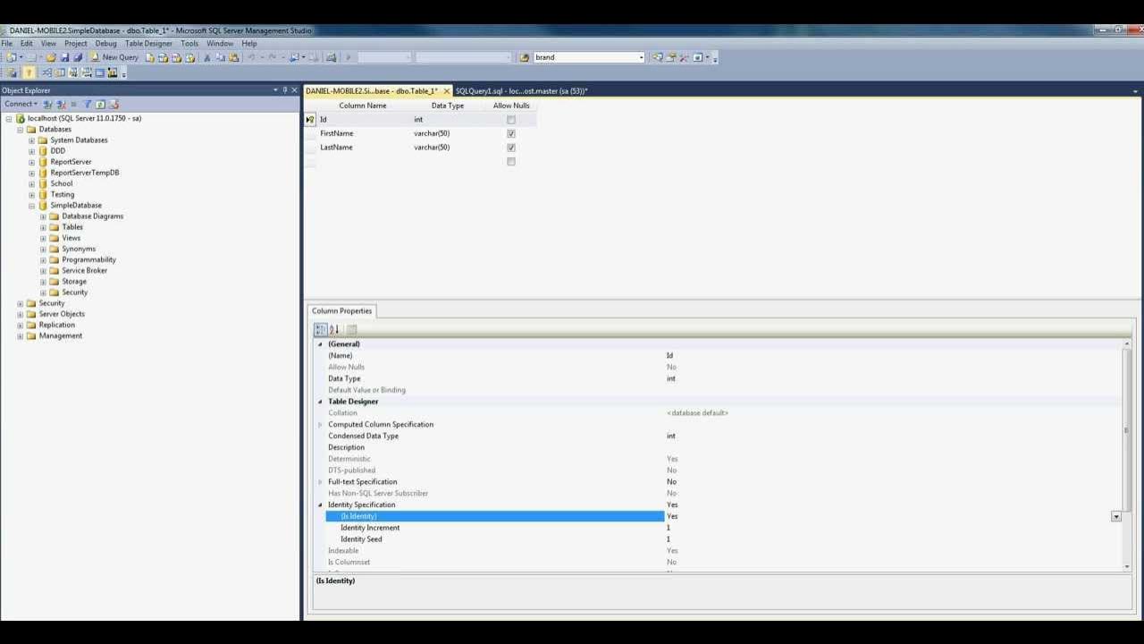 MSSQL 2012 - How to create simple database - YouTube