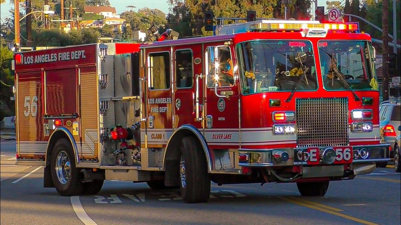LAFD Engine 56, Rescue 56, & Rescue 55 Responding - YouTube