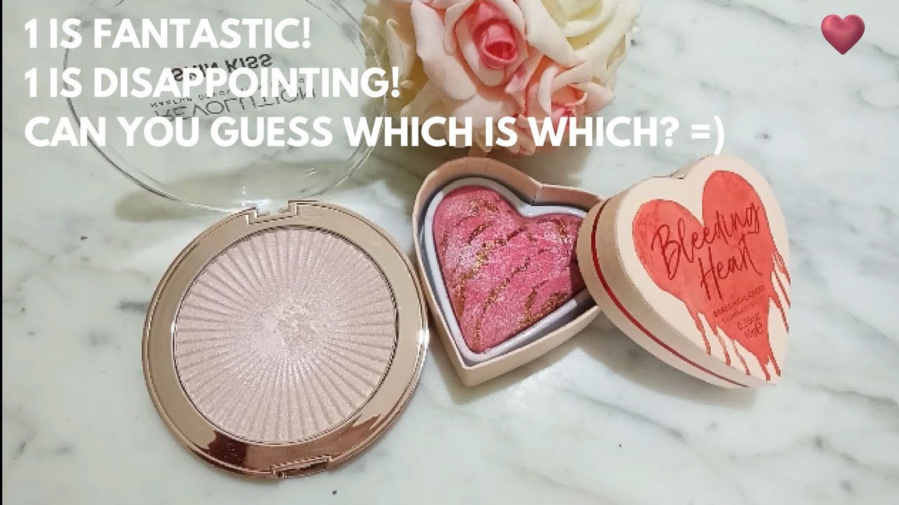 Bleeding Heart Baked Highlighter & Skin Kiss Highlighter Review - YouTube