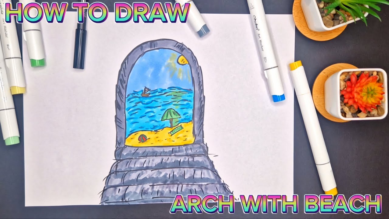 How to Draw an Arch with a Beach View Easy🏖️ - YouTube