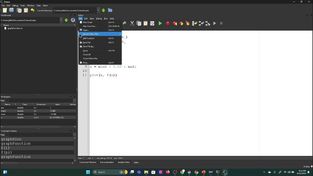 MAT220 - Graphing with GNU Octave exploring a script file - YouTube