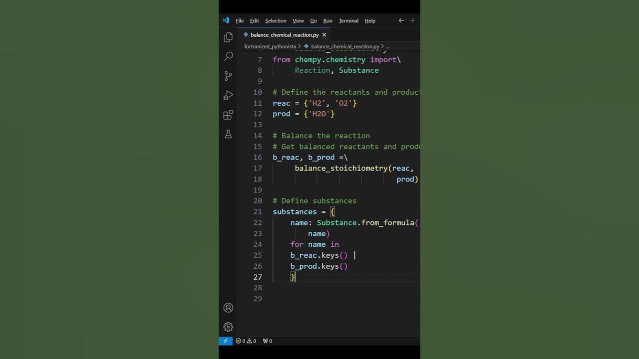 How to balance chemical equations #python - YouTube