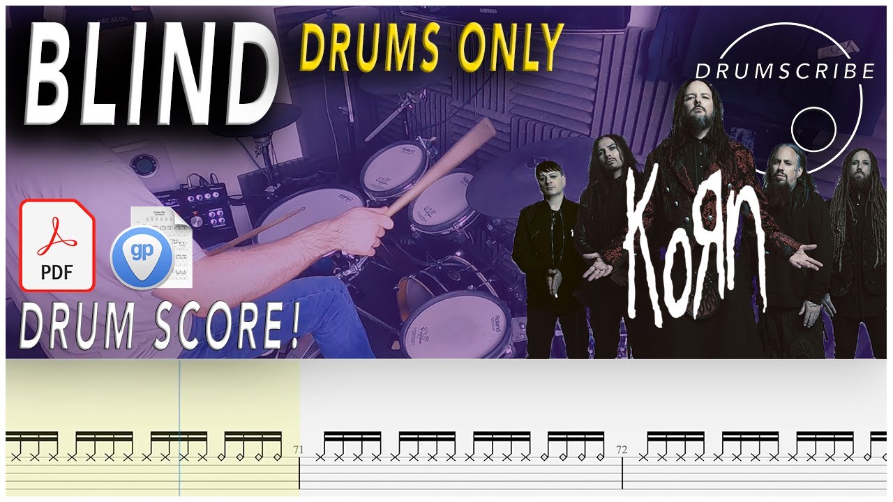 Blind (DRUMS ONLY) - Korn | Drum SCORE Sheet Music | #74 DRUMSCRIBE ...