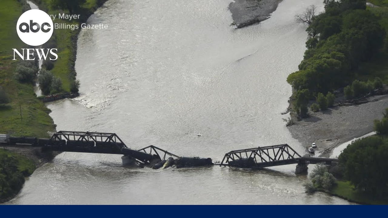 Train plunges into Yellowstone River after bridge collapse - YouTube