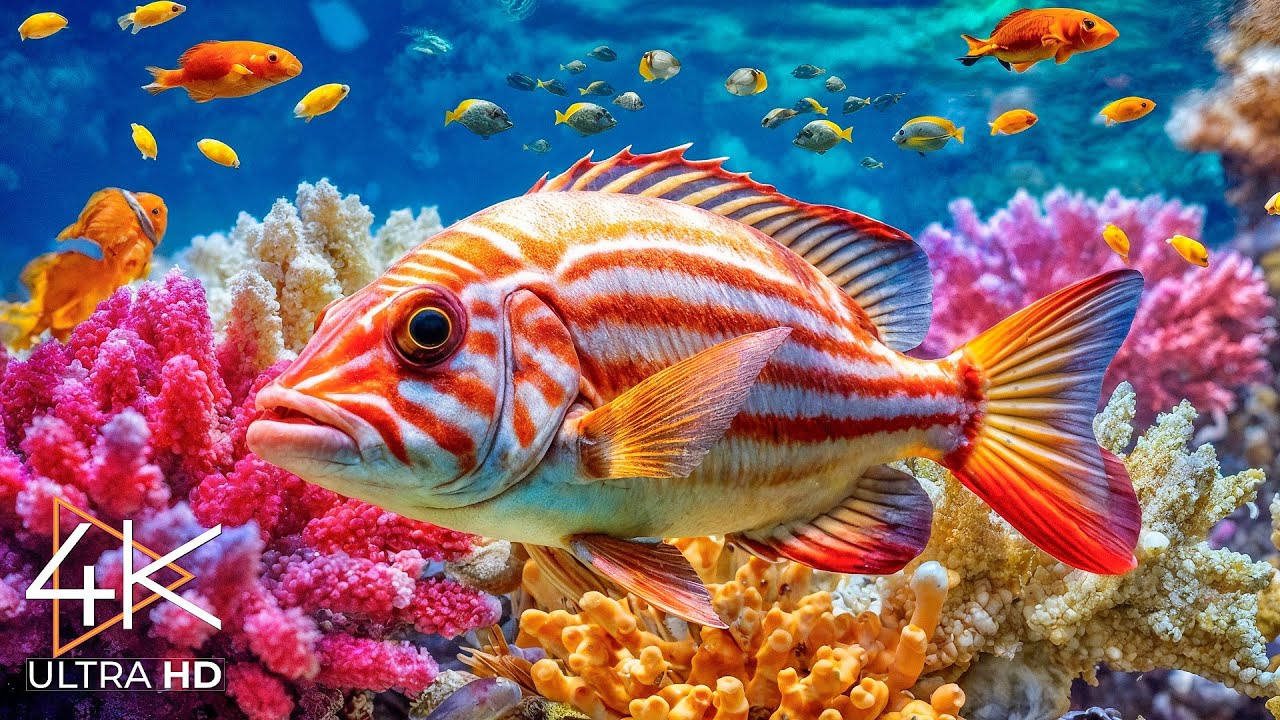 Underwater Wonders 4K - Peaceful Aquarium Fish with Colorful Coral ...