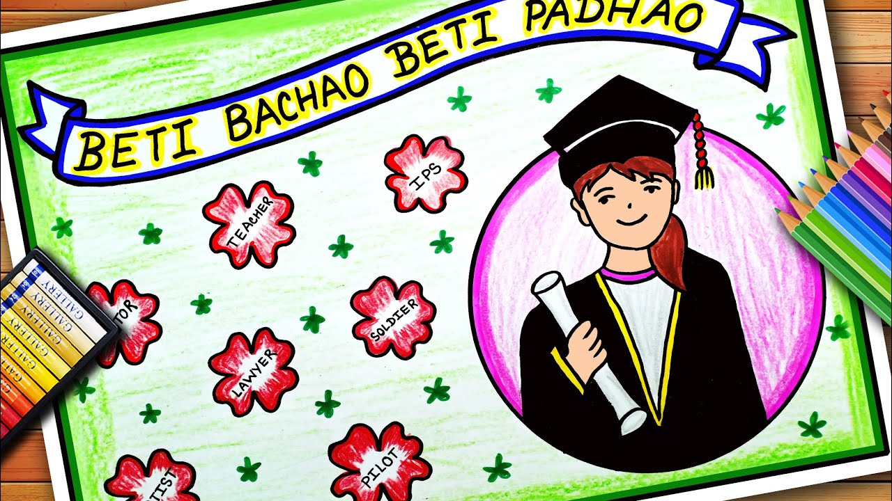 Girl Child Day Drawing | Beti Bachao Beti Padhao Poster | Girl Child ...