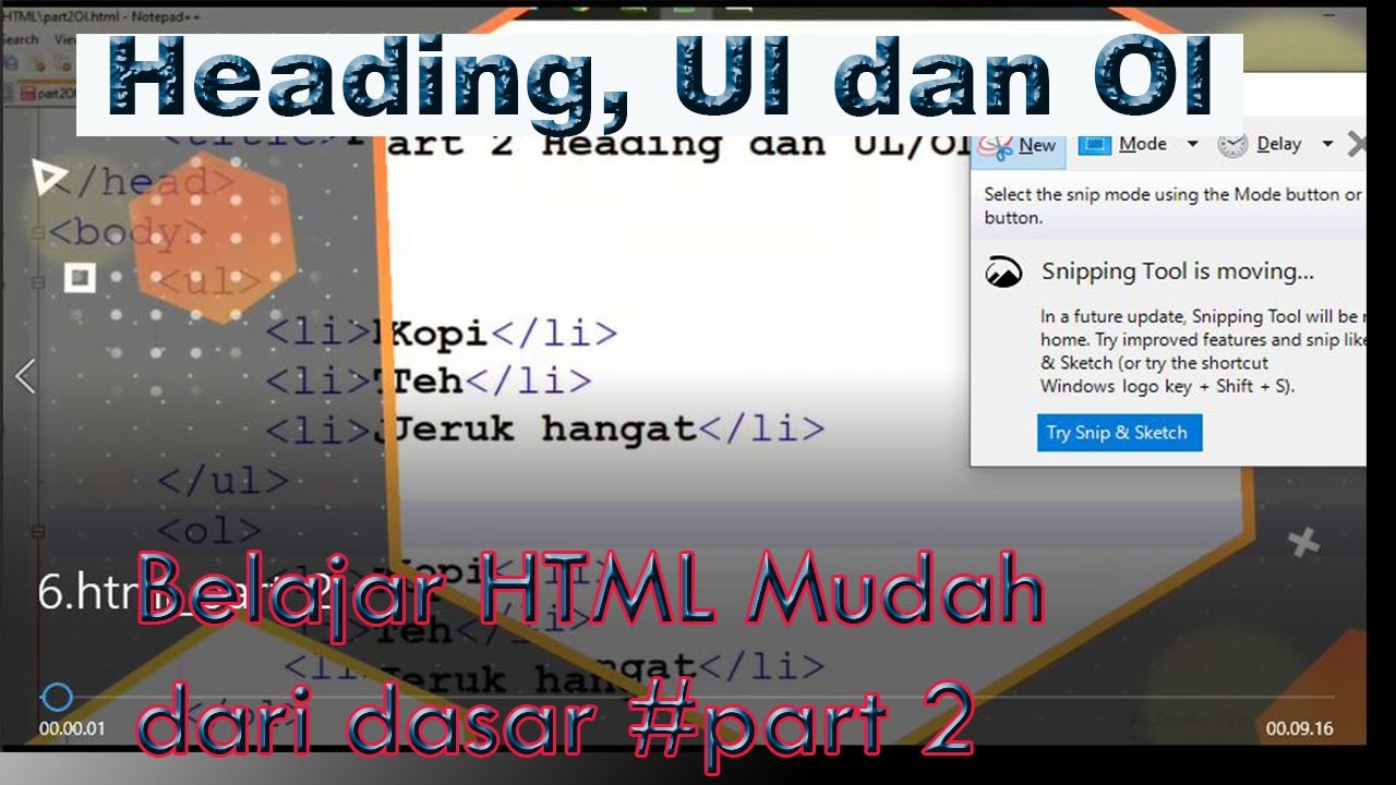 Pemrograman Web, belajar HTML Mudah dari dasar, Unorderlist, Orderlist #html part2 - YouTube