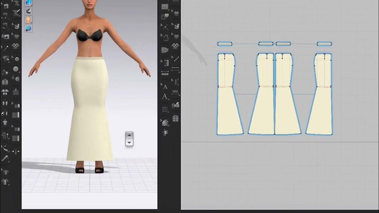 Making skirt patterns clo 3d with darts auto pattern-making tool/parametric pattern/time-lapse ...