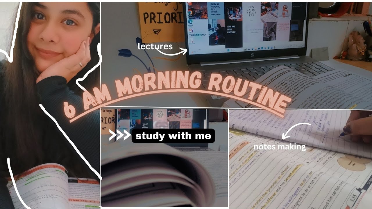 vlog#3|study vlog|6AM morning routine of a ca aspirant | ca student |waking up early| ca ...