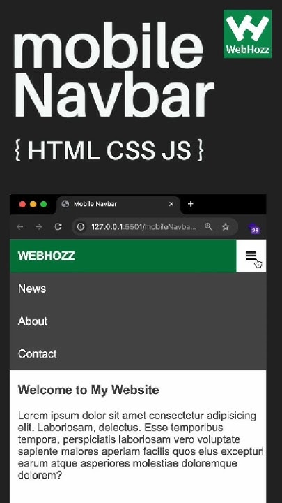 Create Mobile Navbar using HTML CSS JS - YouTube