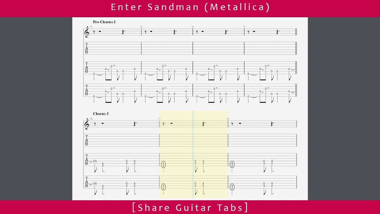 [Share Guitar Tabs] Enter Sandman (Metallica) HD 1080p - YouTube