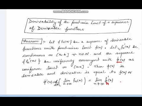 derivability of pointwise limit of sequence of derivable function (Theoram and proof) - YouTube