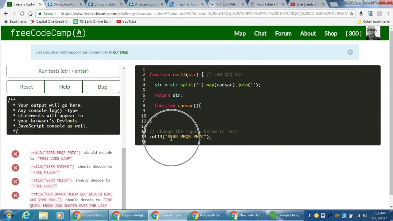 Freecodecamp Caesars Cipher Youtube