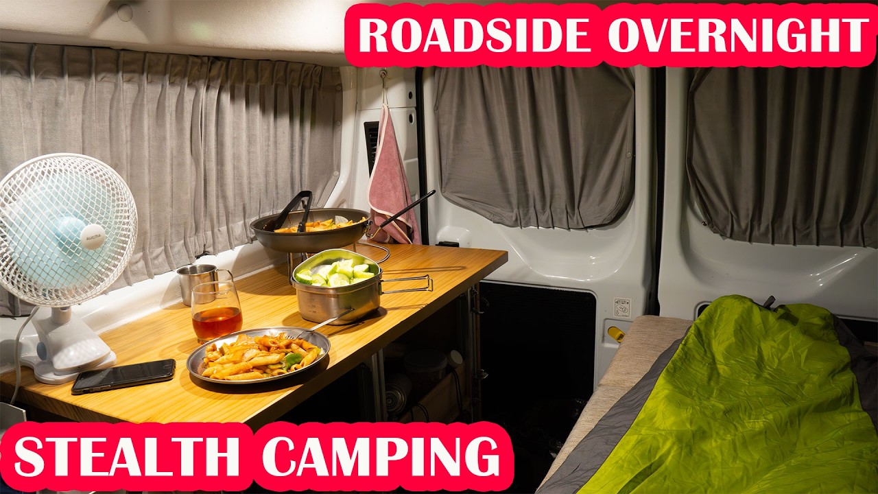 STEALTH CAMPING IN A CAMPER VAN| OVERNIGHT ON ROADSIDE - YouTube