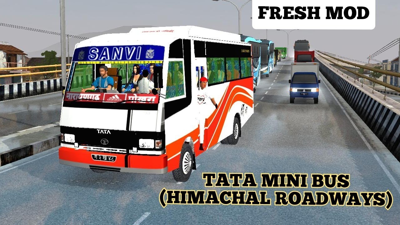 New Fresh Tata Mini Bus Mod For Bussid | Himachal Roadways Bus Mod ...