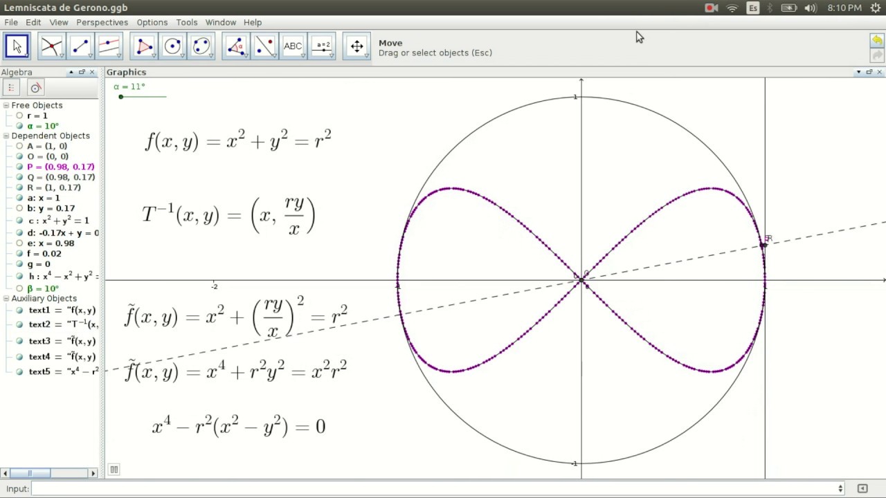 Lemniscata de Gerono en Geogebra - YouTube