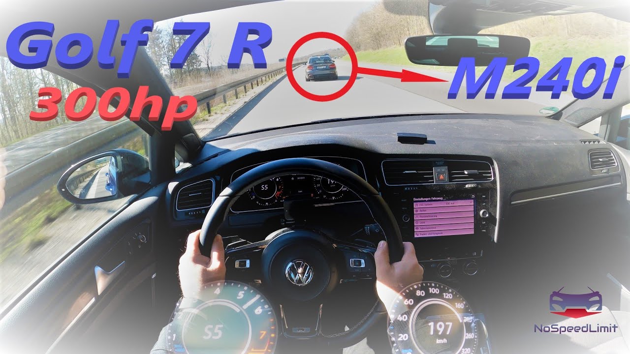 2020 VW Golf 7 R 300hp Test drive on Autobahn - YouTube