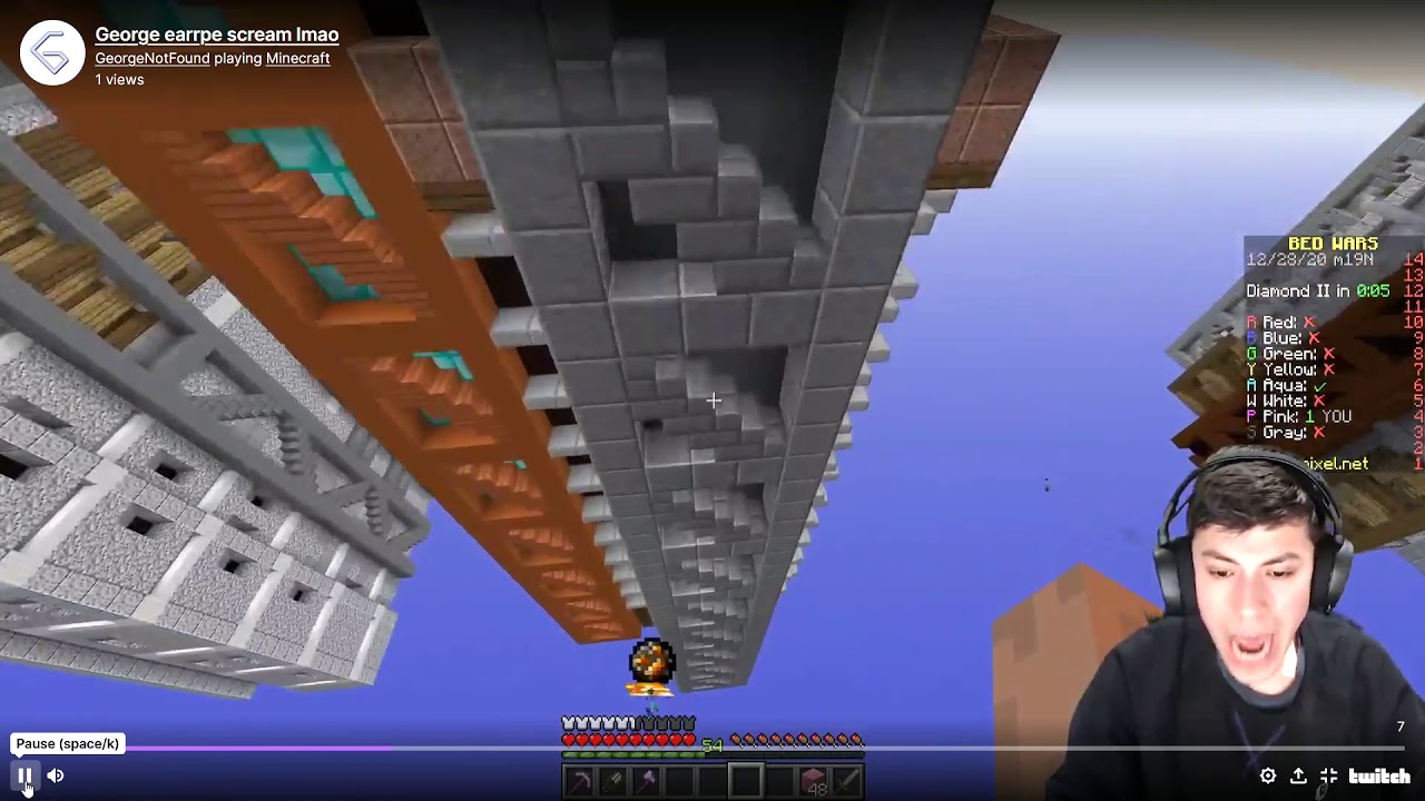 GeorgeNotFound Earrape Scream Minecraft Bedwars - YouTube
