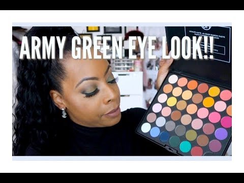 ARMY GREEN EYES ~ CAMOUFLAGE EYESHADOW LOOK!! BH Cosmetics GRWM Review ...