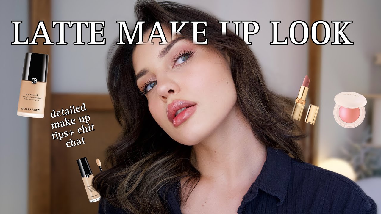 latte make up tutorial | grwm | soft rosy glam - healthy looking skin - YouTube
