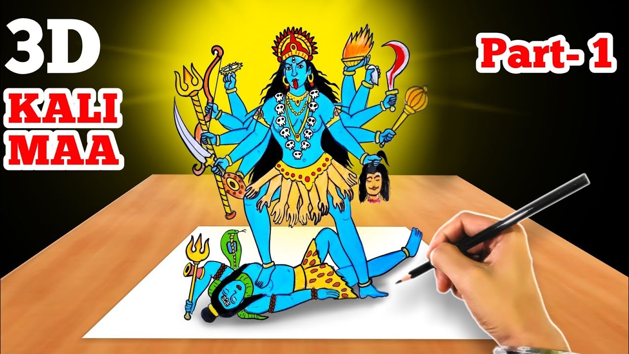 Kali Maa Drawing Tutorial || Easy Kali Puja Drawing || Easy Kali Maa ...