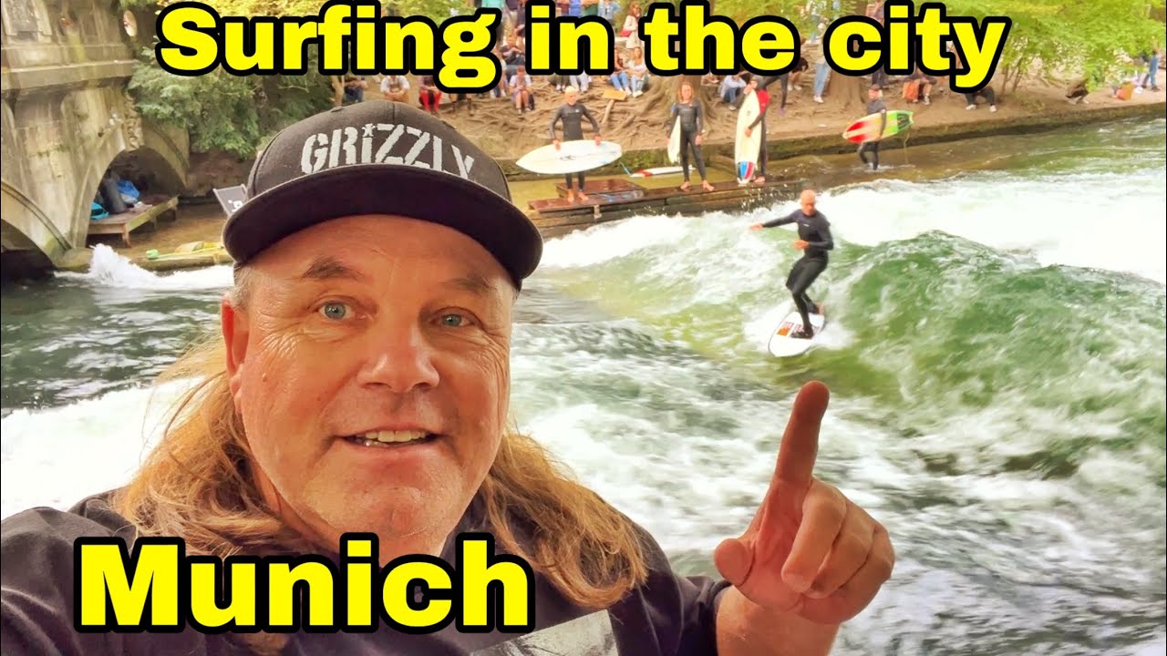 Surfing in the middle of Munich // Isar Eisbach River surfing 2023 ...