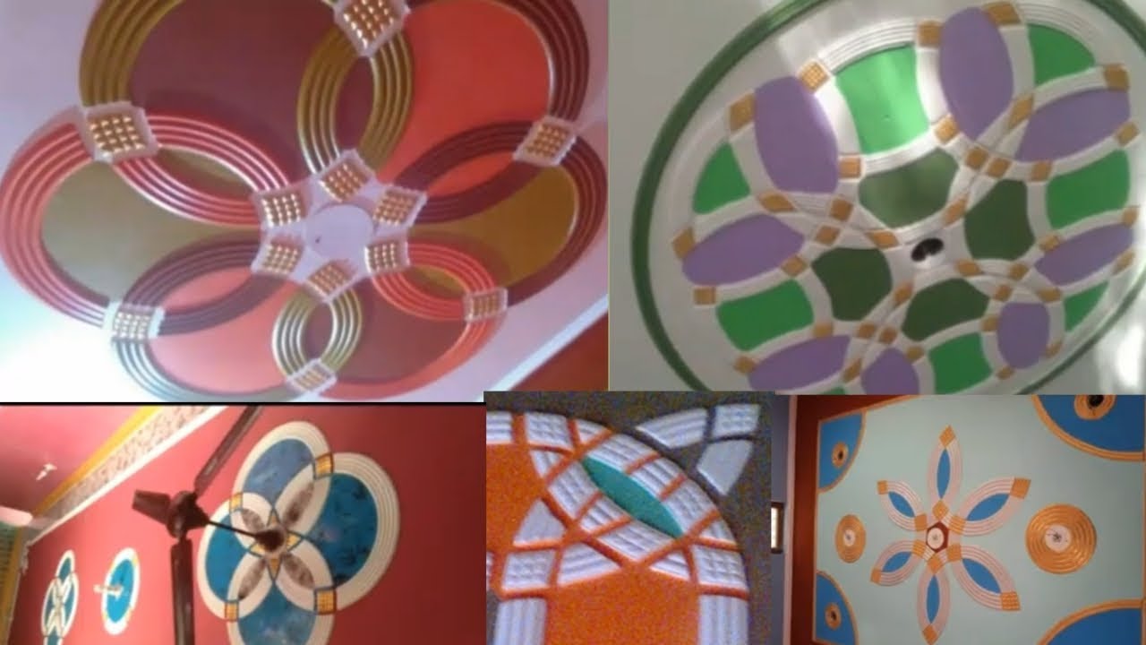 P.O.P design four bedroom and fan center and latest corner molding pop ...