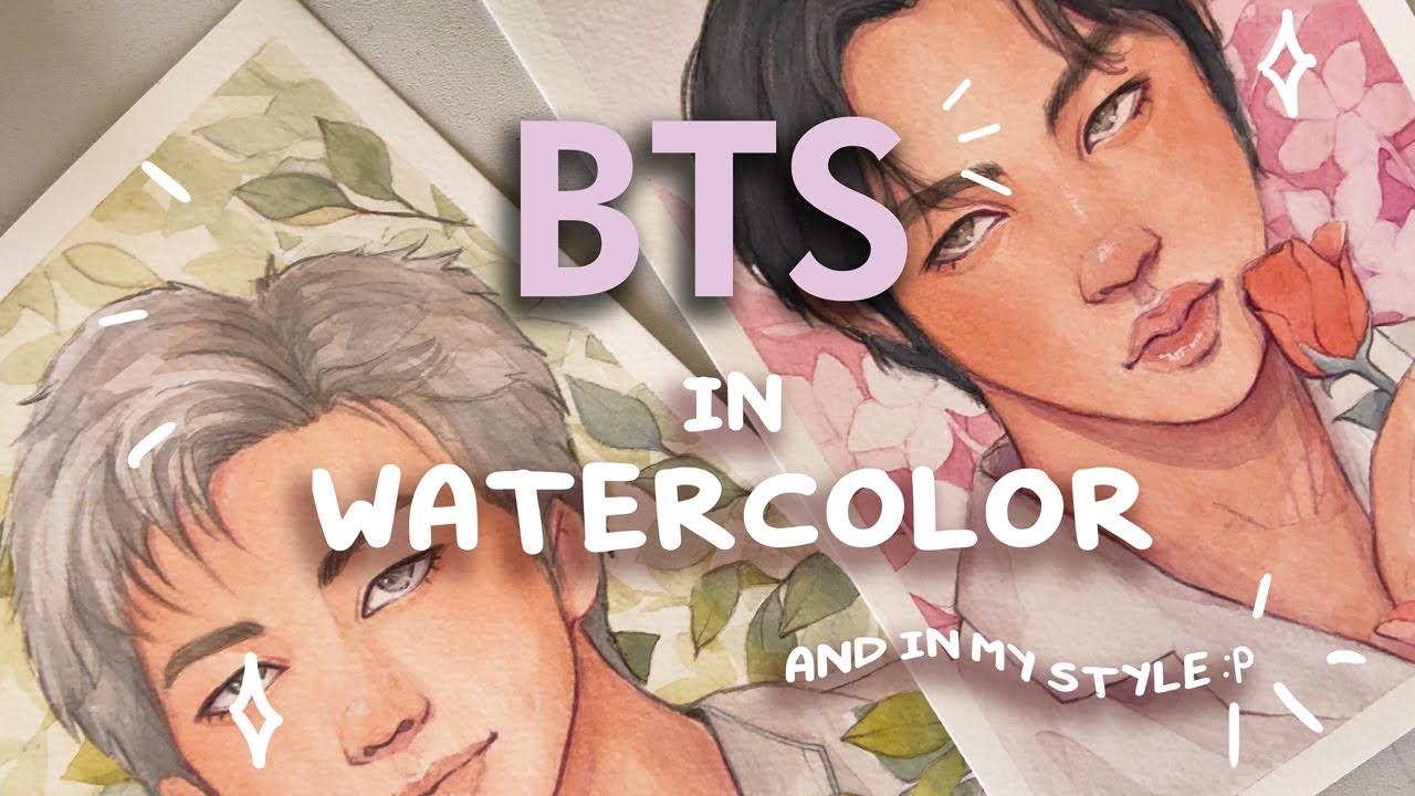 Painting BTS members in watercolor🎨 ★ Paint with me - YouTube