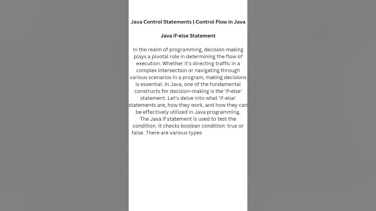 for control statements in Java Conditional - YouTube