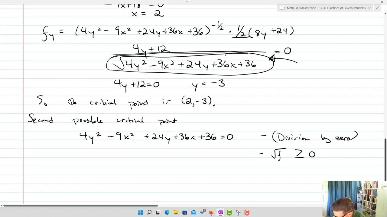 Maximums and Minimums for functions of several variables - YouTube