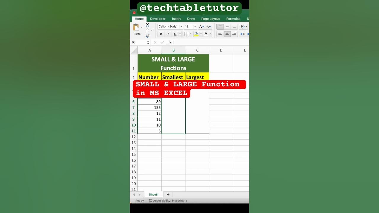 SMALL & LARGE Function in Excel - Excel Formula Hacks #excel #shorts #exceltutorial - YouTube