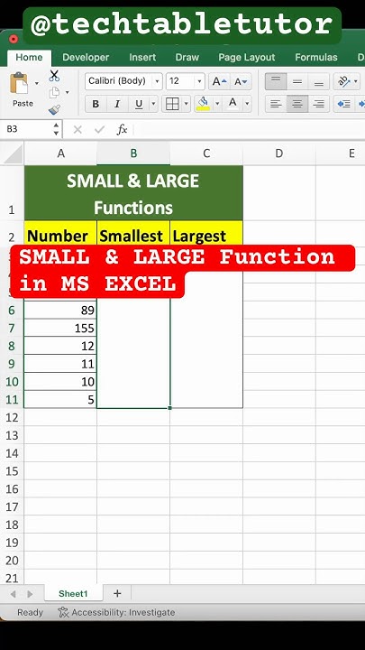 SMALL & LARGE Function in Excel - Excel Formula Hacks #excel #shorts #exceltutorial - YouTube