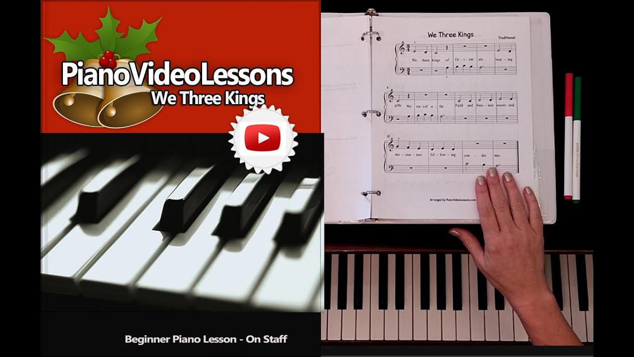 We Three Kings Beginner Piano Lesson on Staff - How to Play Christmas ...