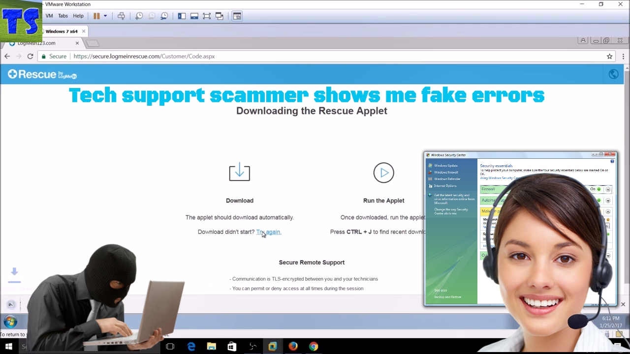 Windows Tech Support Scammer Shows me Fake errors -Tech Support scammer ...