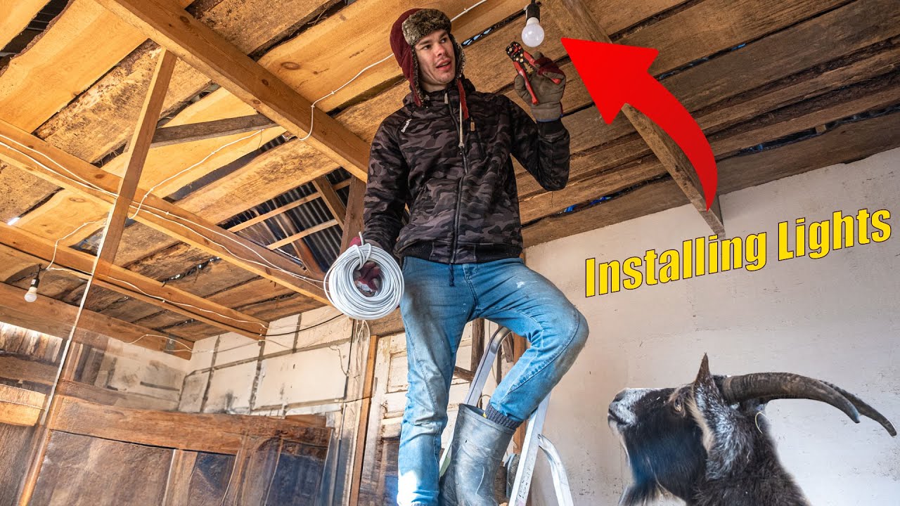 Installing lights in the Goat Barn! - YouTube