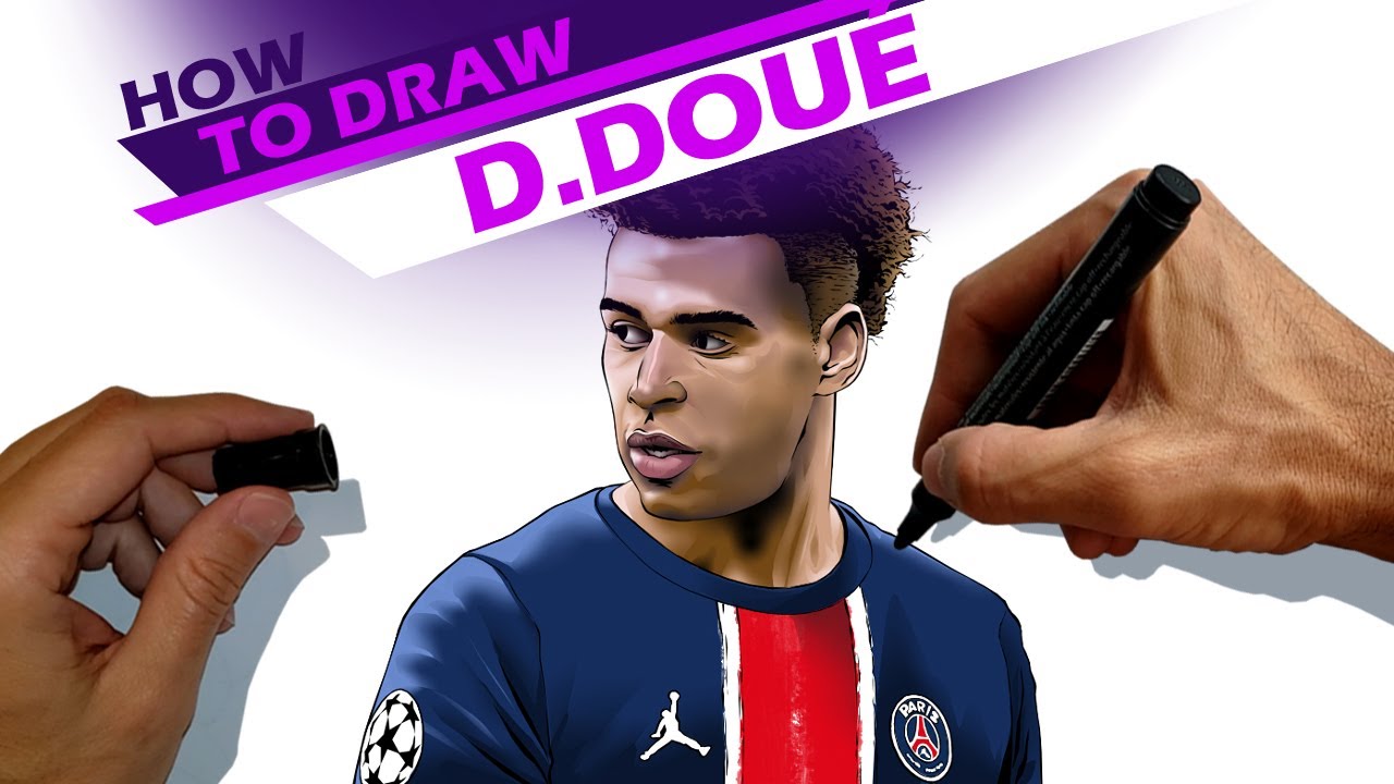 Désiré Doué, Paris Saint-Germain player - How to draw - YouTube
