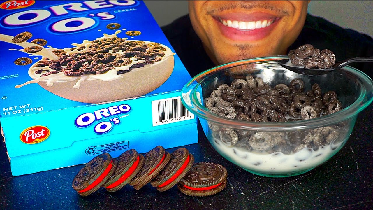 ASMR OREO O'S COOKIE CEREAL MILK | EATING MOUTH SOUNDS NOISES NO ...