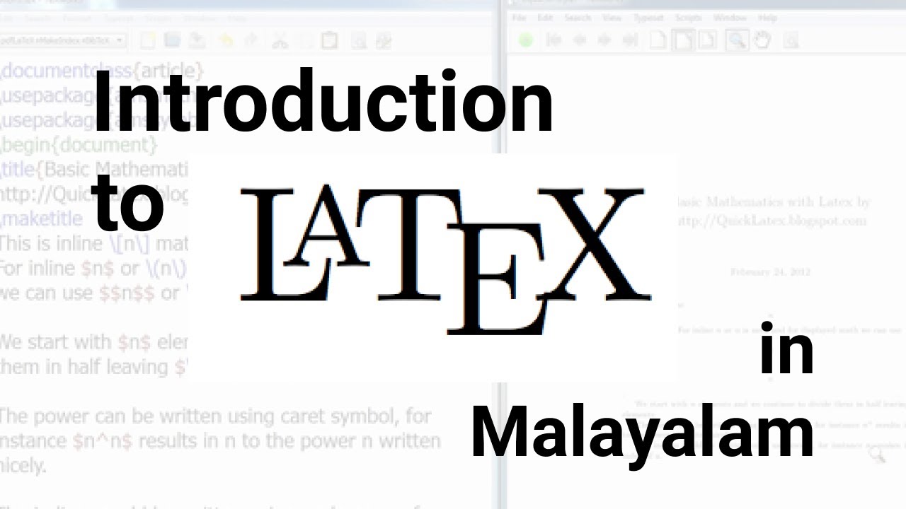 LaTeX Introduction in Malayalam | First Document in LaTeX | TeXworks Software | Part 1 - YouTube