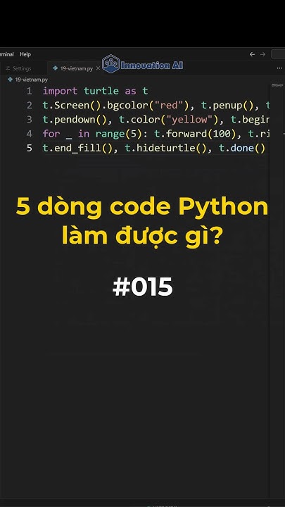 #015 Chỉ 5 dòng code Python làm được gì? #python #coding #flag #programming #laptrinh #turtle ...