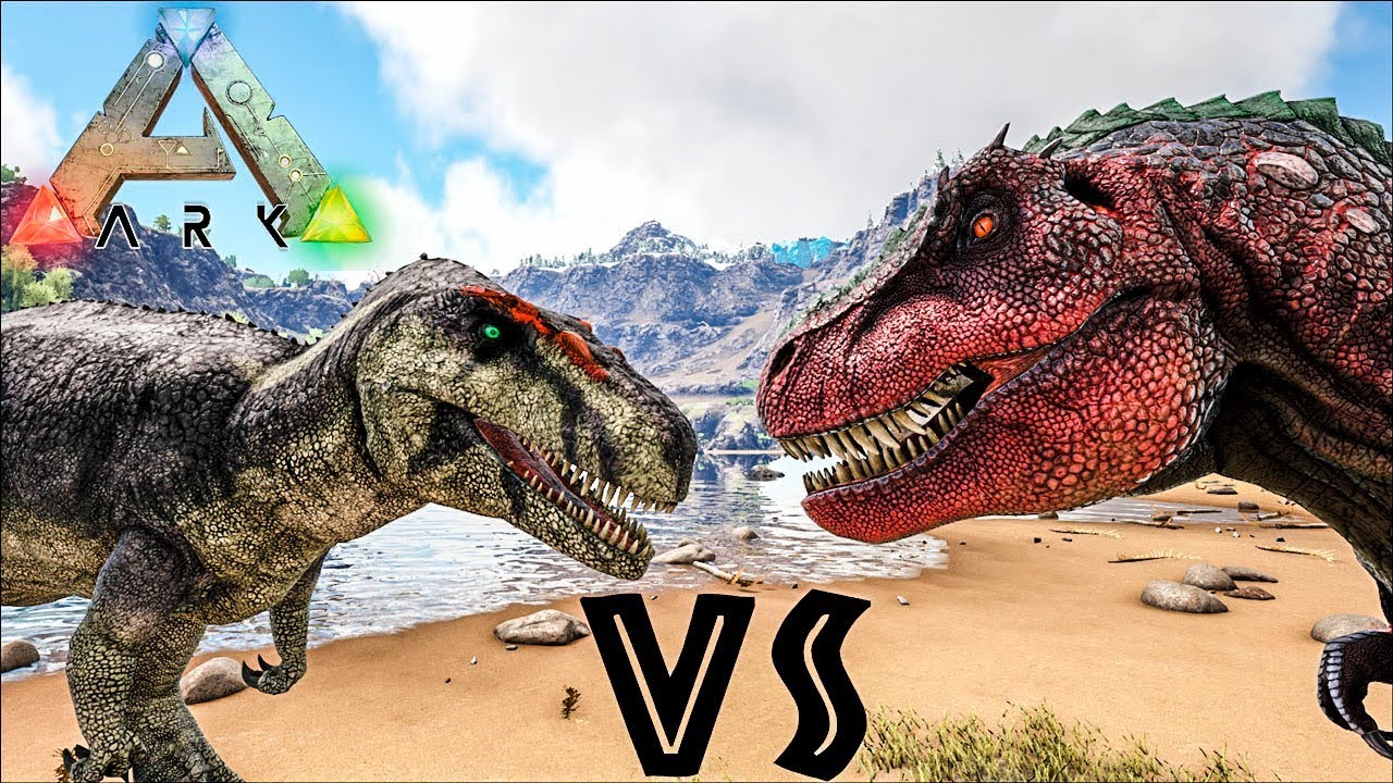 ARK Survival Evolved - Carcarodontossauro VS Rex VS Oxalaia - YouTube