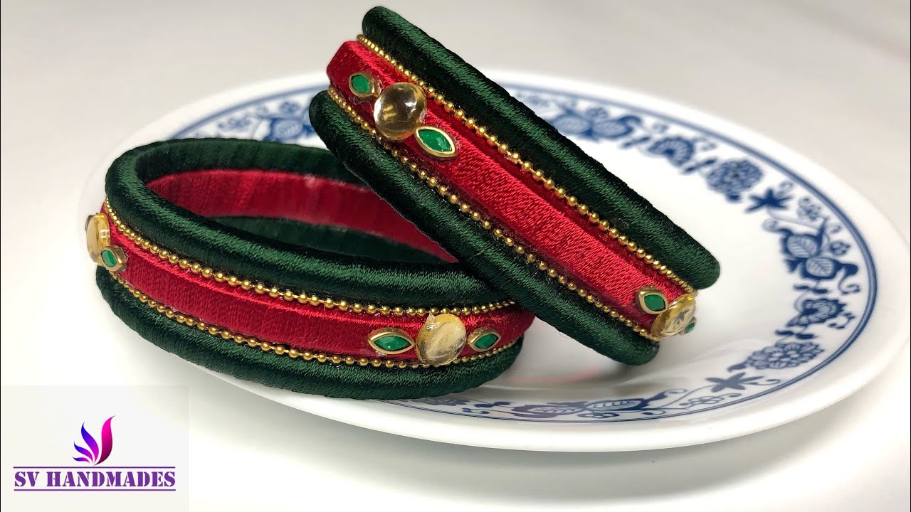 SilK thread Designer KADA BANGLE PAIR tutorial DIY - YouTube